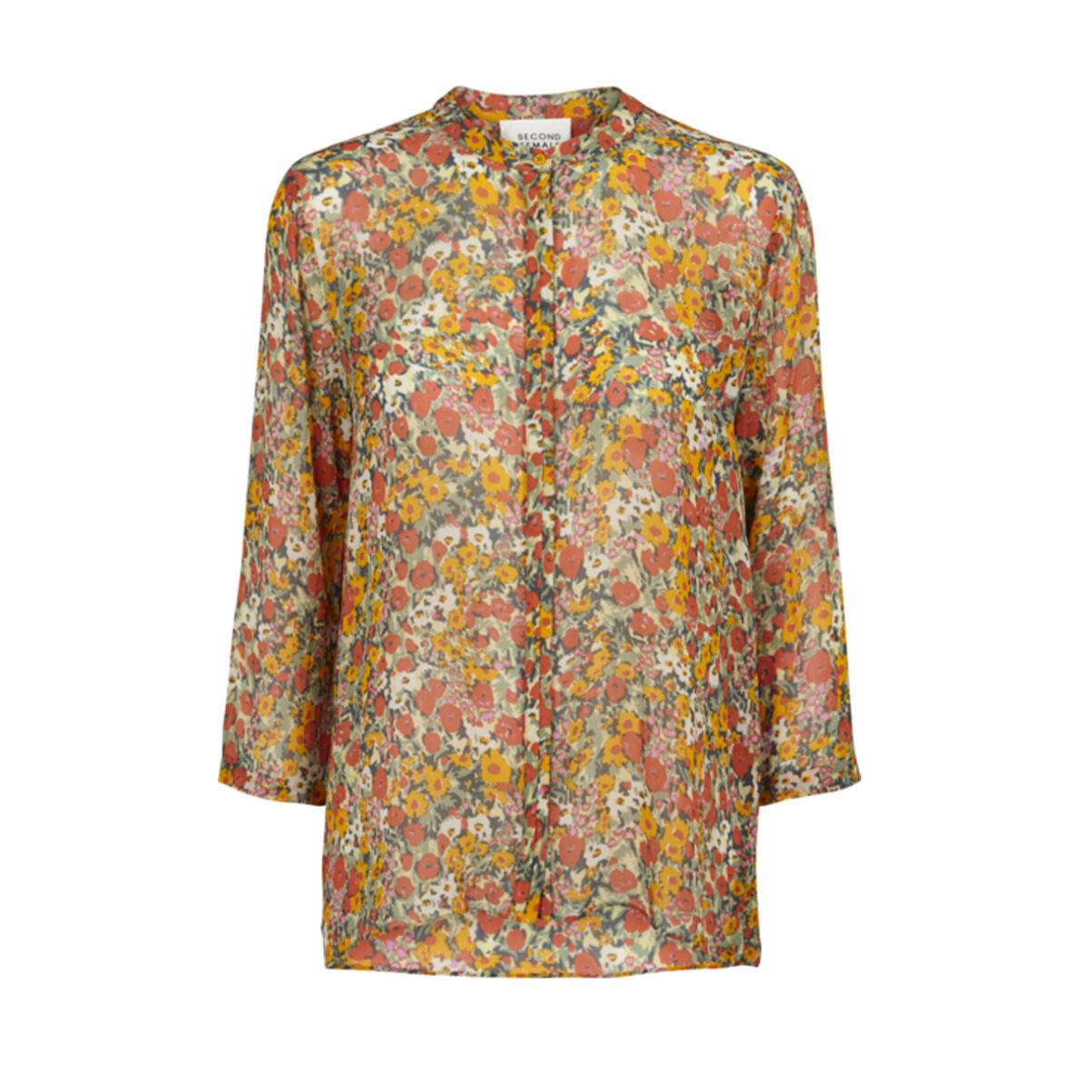 SECOND FEMALE - Bloom Bluse Blazing Orange - Jydepotten.dk - GRATIS FRAGT