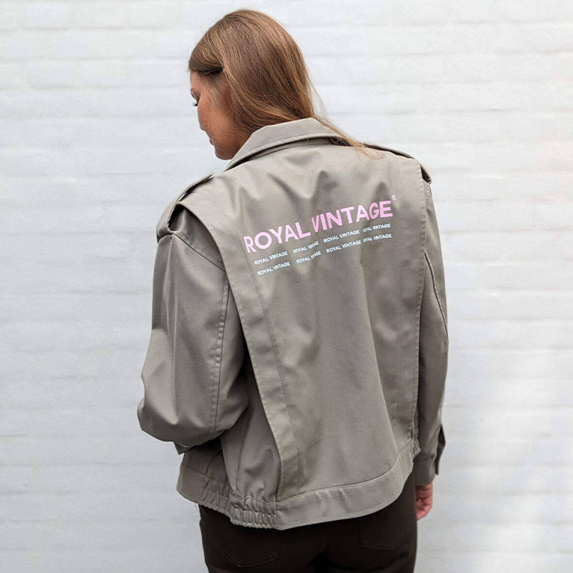 ROYAL VINTAGE - St. Tropez Jakke RV1000 Pink And White Print