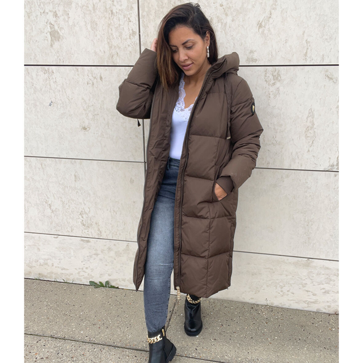 MOS MOSH - Nova Square Down Frakke Slate Black 139560 - Jydepotten.dk