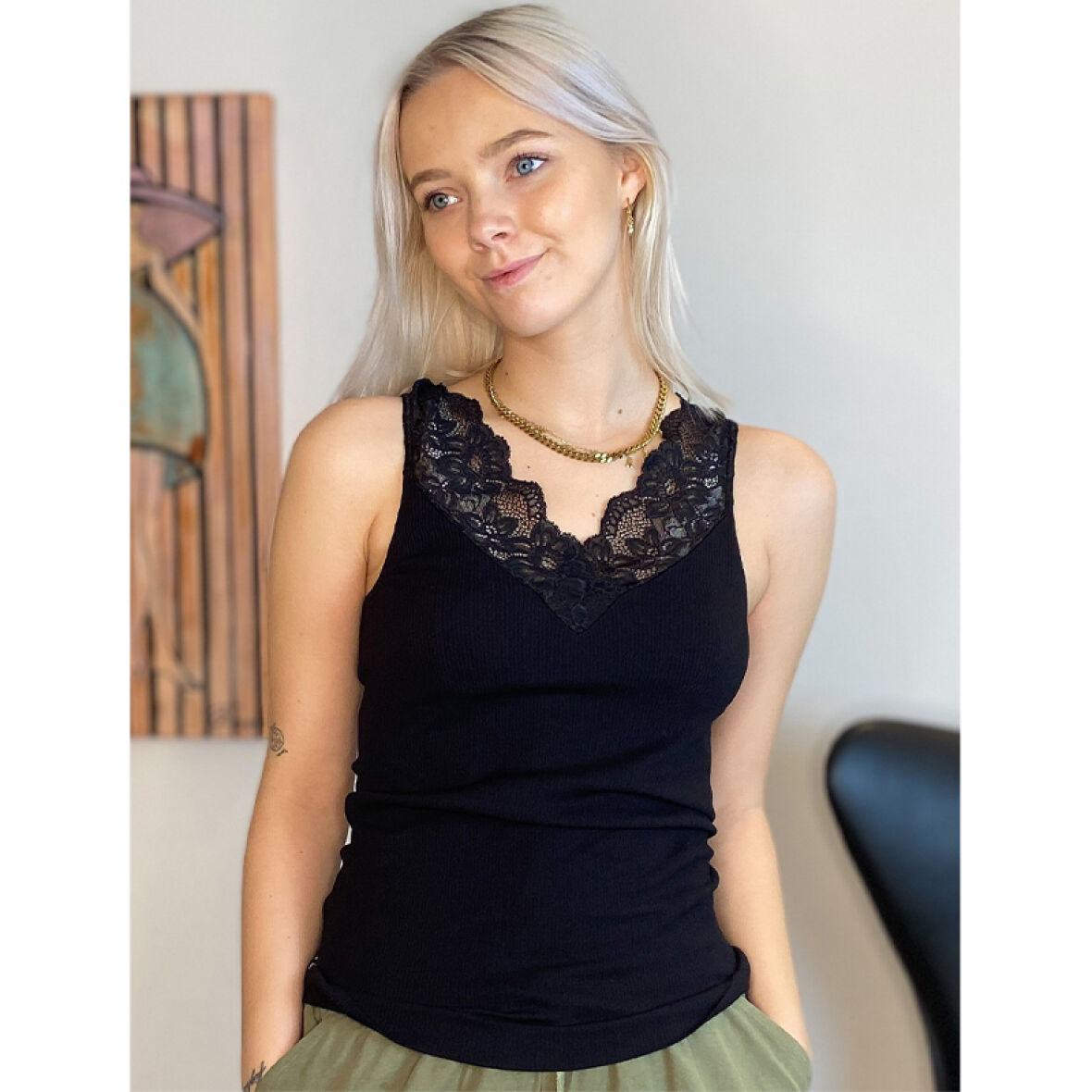 TIM&SIMONSEN - Belen Lace Top Black - Jydepotten.dk