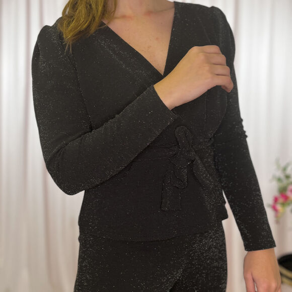 SISTERS POINT - Nasa Bluse Black / Silver - Jydepotten.dk