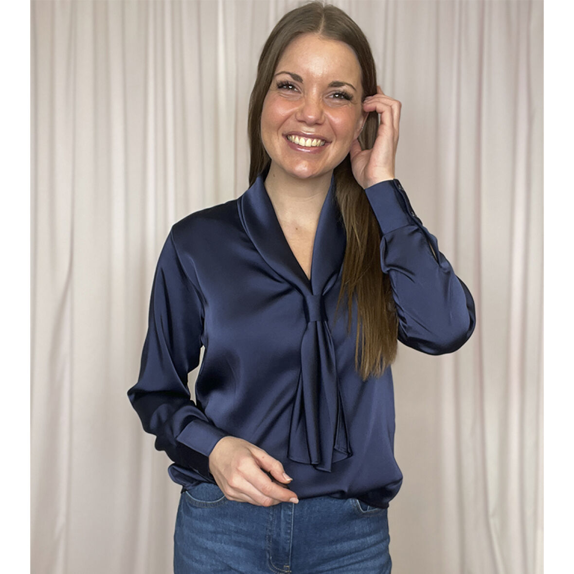 KARMAMIA - Jules Bluse 1825 Semi Rich Navy - Jydepotten.dk