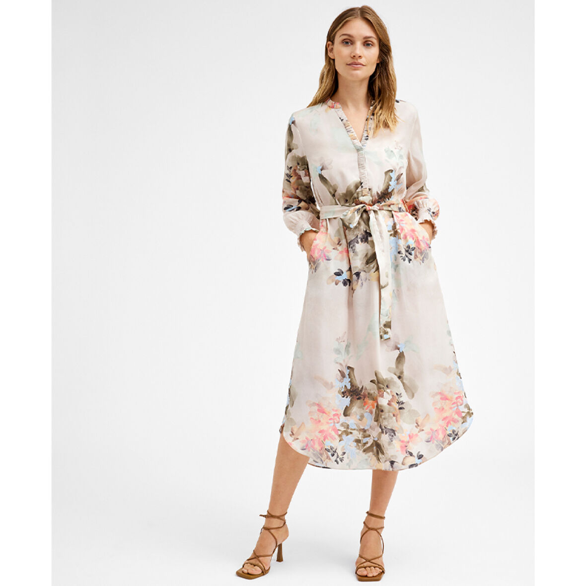 GUSTAV - Nicole Midi Kjole 52515 Beige - Jydepotten.dk